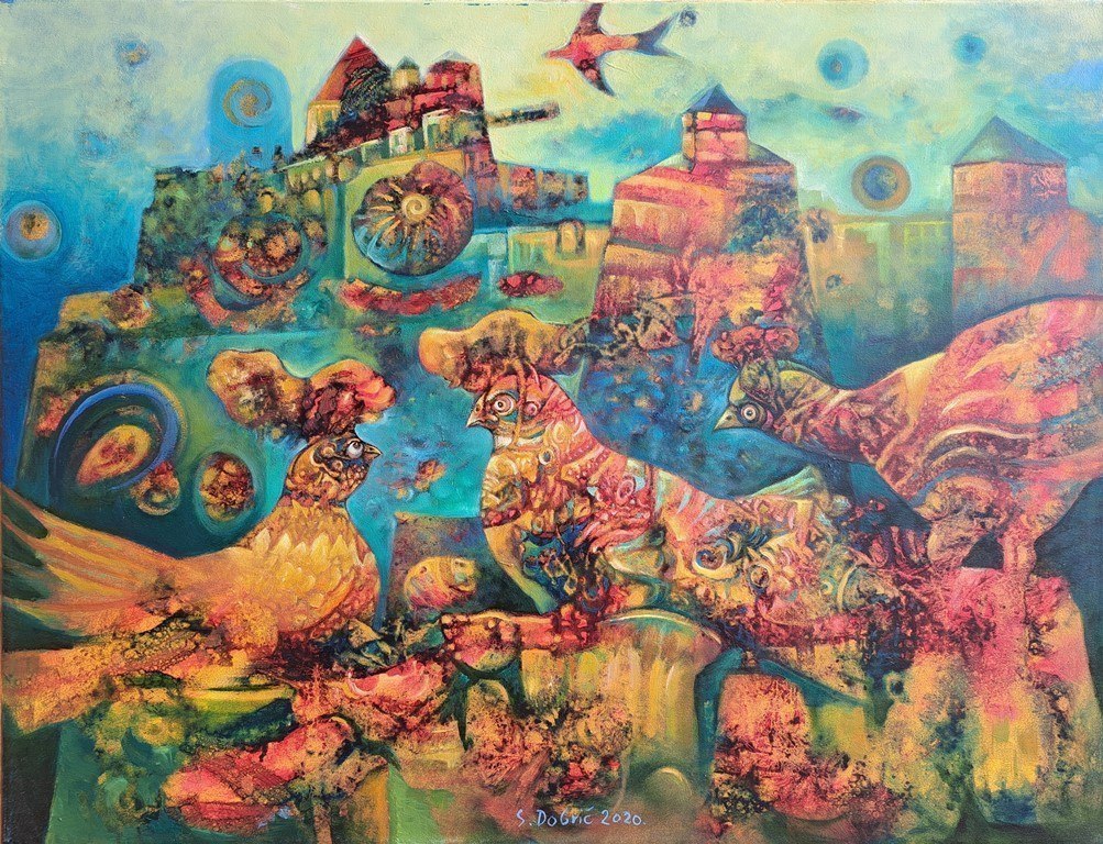 Kibicer, Saša Dobrić, ulje na platnu, 50×65 cm, sertifikat, 800 eura