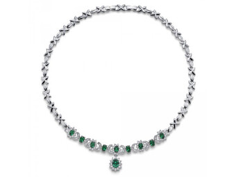 Ženska oliver weber princess emerald ogrlica sa swarovski zelenim kristalima ( 12032.205 )