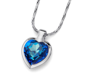 Ženski oliver weber heart bermuda blue lančić sa swarovski plavim kristalnim priveskom ( 11616.blu )