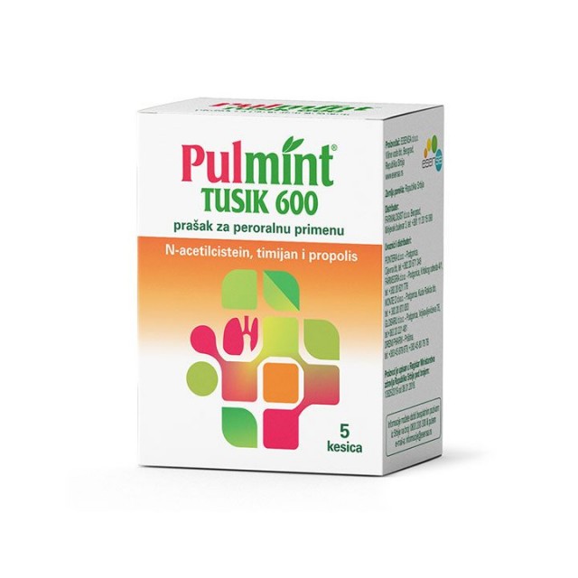 PULMINT TUSIK 600mg kesice, 5kom