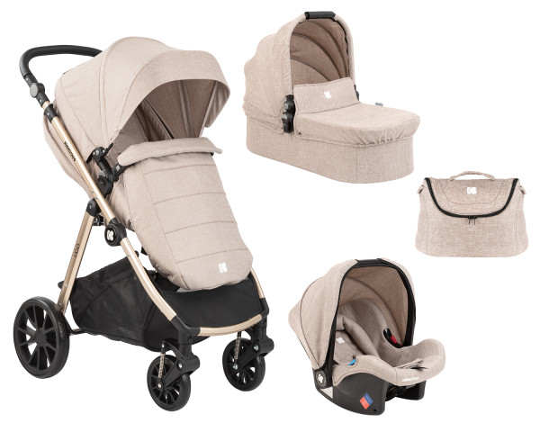 Kolica za bebe UGO set 3u1, autosediste+tvrda korpa, Kikka Boo, Beige