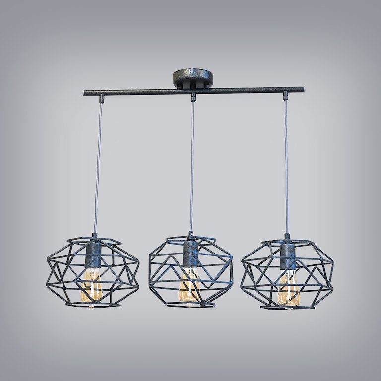 Viseca lampa Cage 3 25x70cm crna