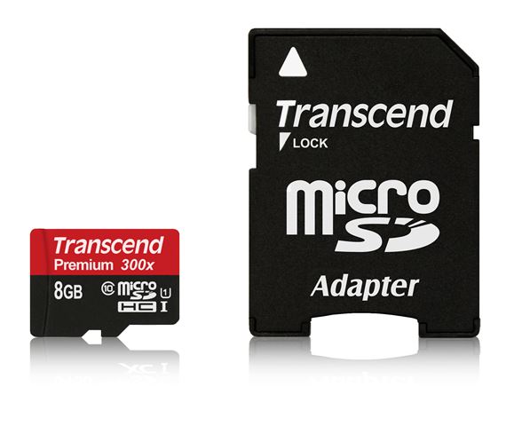 Transcend microSDHC 8GB class 10 + adapter