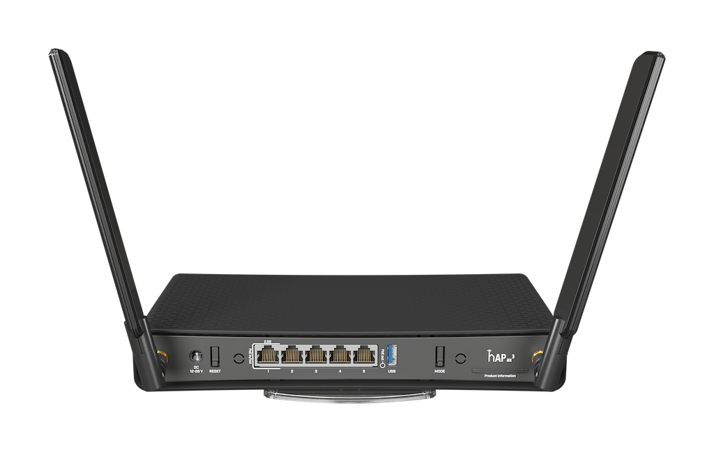 MikroTik hAP ax³ C53UiG+5HPaxD2HPaxD WiFi 6 AX1800Mb/s dual band 2.4 & 5GHz 802.11ax/ac/a/b/g/n VPN ruter 4 GbE + 1 x 2.5GbE LAN / WAN + USB3.0 (LTE, storage), PoE in & out, IPsec hw kript, 1GB RA...