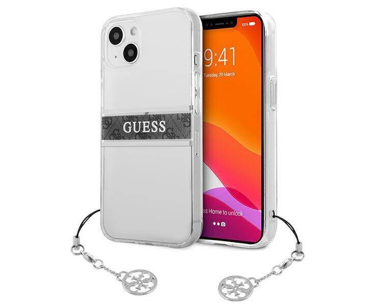 Futrola Guess 4G Stripe Charm - iPhone 13 siva (GUHCP13MKB4GGR)