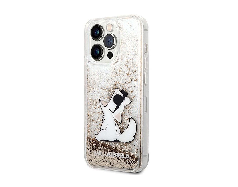 Futrola Karl Lagerfeld Hc Liquid Glitter Choupette - iPhone 14 Pro zlatna (KLHCP14LGCFD)