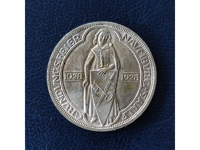 DREI REICHSMARK 1928 A srebro *aUNC*