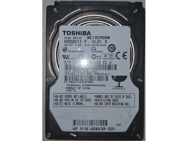 Hard disk Toshiba 1000 GB Sata II 2,5 / 7 mm