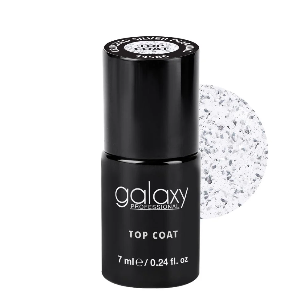 Završni nefiksirajući sjaj UV/LED GALAXY No Cleanse Crushed Silver Diamond 7ml