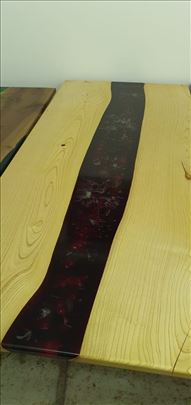 Epoxy trpezarijski sto ploca stola jasen/crveni