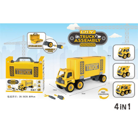 Speed, igračka, sklopivi građevinski kamion u kutiji, 4 u 1, žuta ( 861212 )