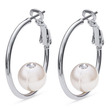 Ženske oliver weber hoop enter pearl mindjuše sa belim swarovski perlama ( 22928r )
