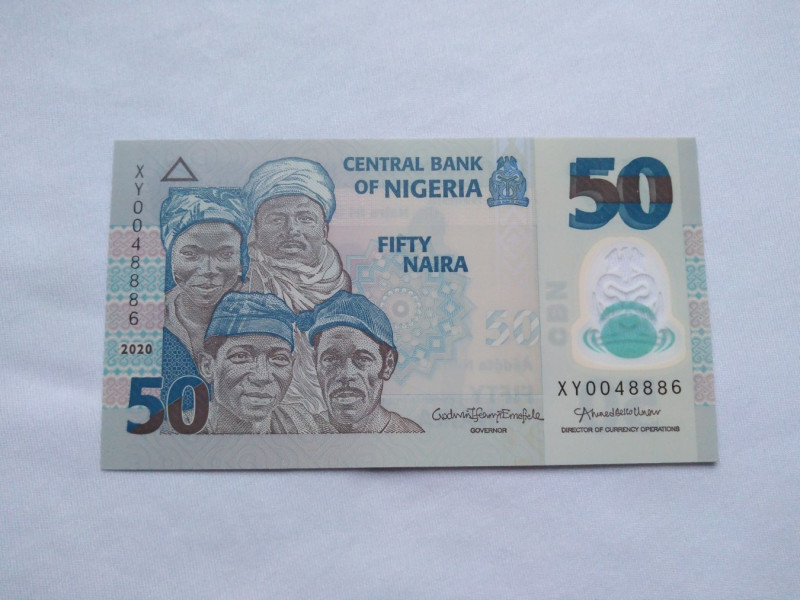 Nigerija 50 naira,2020 UNC,polimer,manji broj