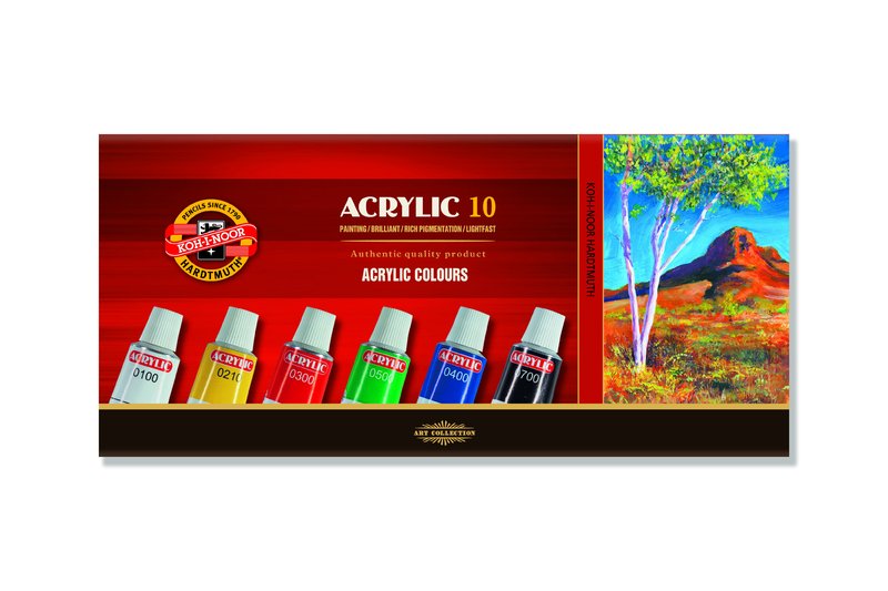 Set akrilnih boja KOH-I-NOOR - 10 x 16 ml