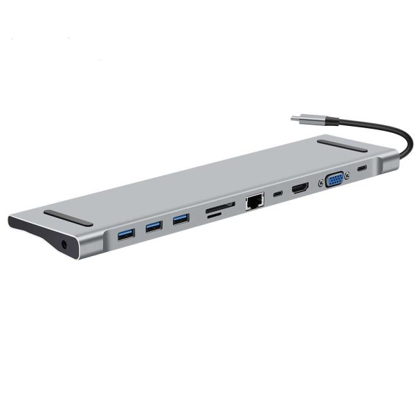 USB Hub Type C 11u1 4K-HDMI VGA USB-C PD SD/TF US