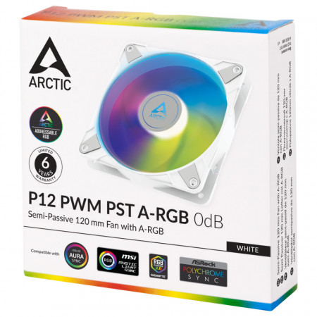 Arctic P12 PWM PST A-RGB (White) 0dB, 12cm, 4 pin, ACFAN00254A