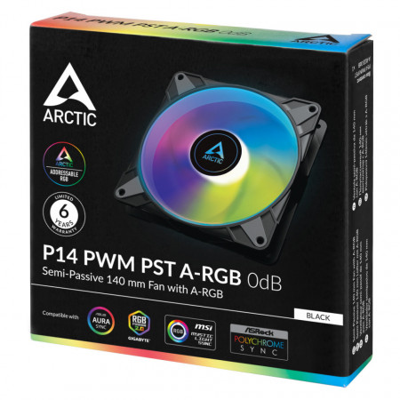 Ventilator Arctic P14 PWM PST A-RGB (Black) 0dB, 14cm, 4 pin, ACFAN00239A