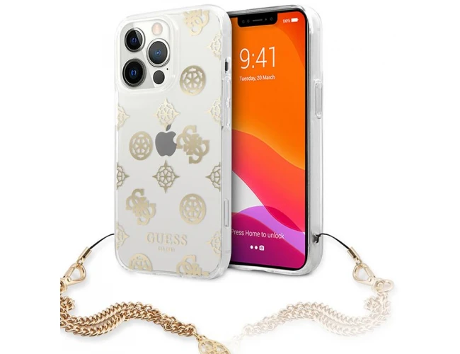 3G Guess Hc Pc Chain Handle Peony zlatna zaštitna maska za iPhone 13 Pro 6.1