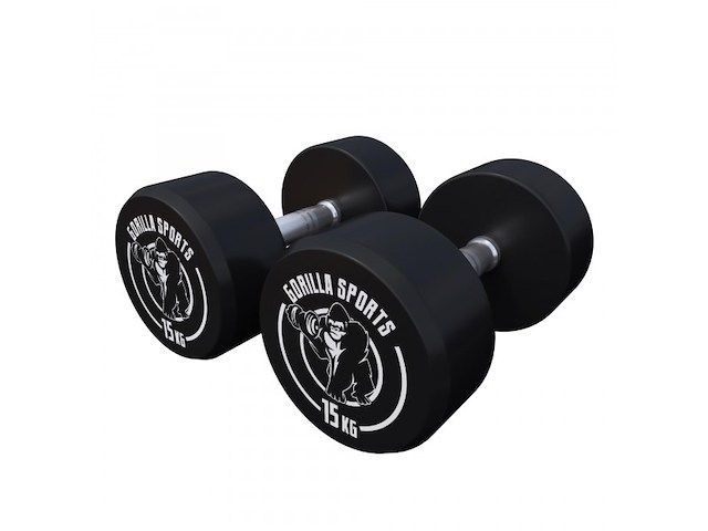 GORILLA SPORTS Okrugle gumirane bučice (2 x 15 kg)