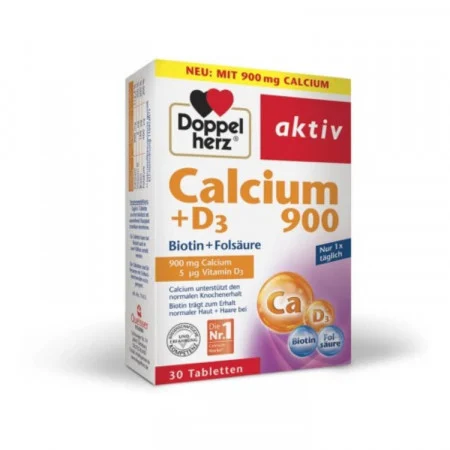 DOPPELHERZ AKTIV KALCIJUM 900 + D3 + BIOTIN 30 TABLETA