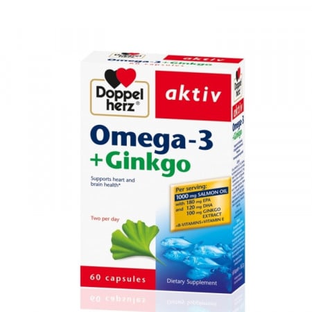 DOPPELHERZ AKTIV OMEGA 3 + GINKO 60 KAPSULA