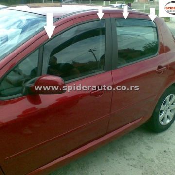 Peugeot 307 prednji+zadnji bočni vetrobrani