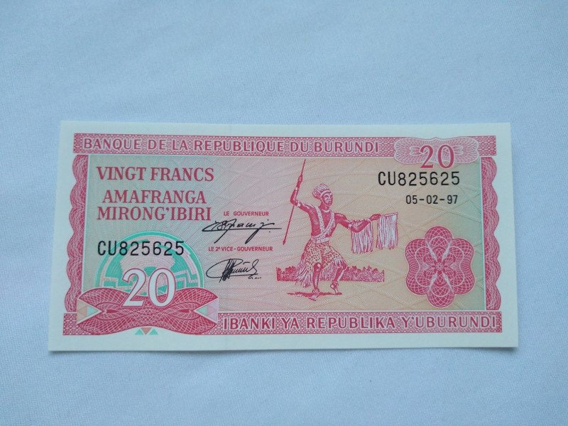 Burundi 20 francs,1997 god.UNC