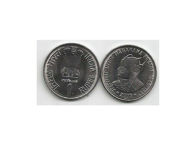 India 1 rupee 2003. MAHARANA PRATAP KM#314