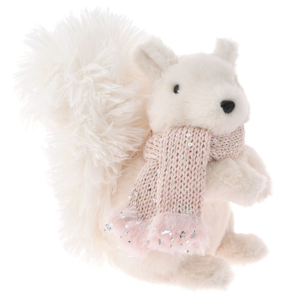 NG figura XMAS CREAM SQUIRREL WITH PINK SCARF 19?11?18CM 74603 - ILD