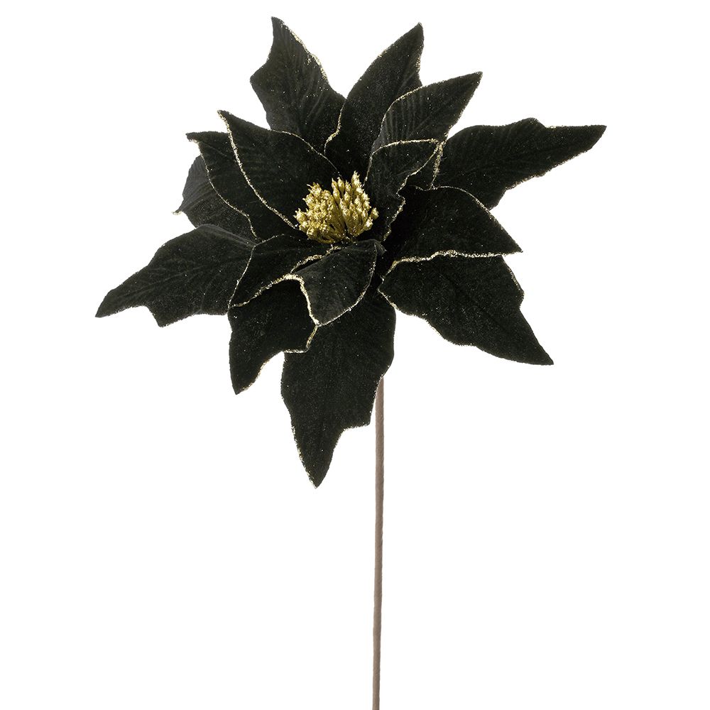 NG cvet XMAS BLACK POINSETTIA FLOWER STEM 30X55CM 79182 - ILD