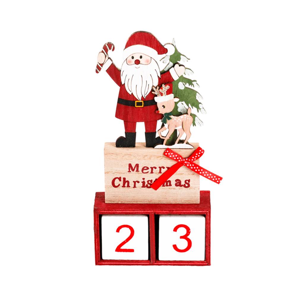 Rudolf, novogodišnja dekoracija, kalendar, drvena, Deda Mraz, 20cm