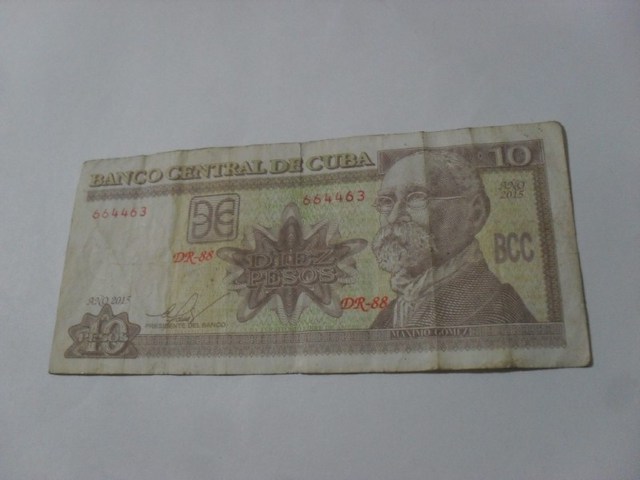 10 PESOS CUBA 2015.