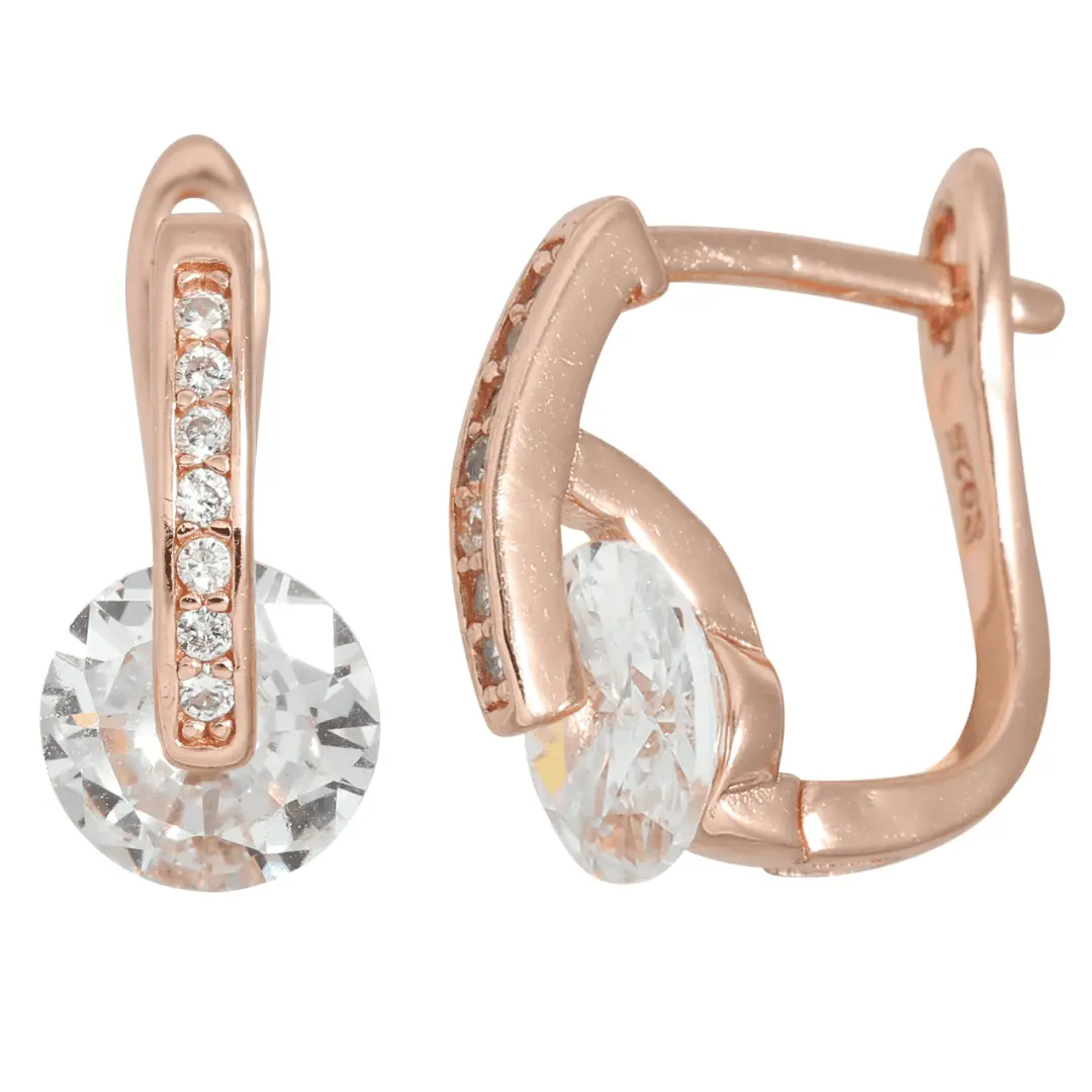 J&B JEWELLERY Srebrne minđuše ruska kopča 925 - QQ2RG rose gold