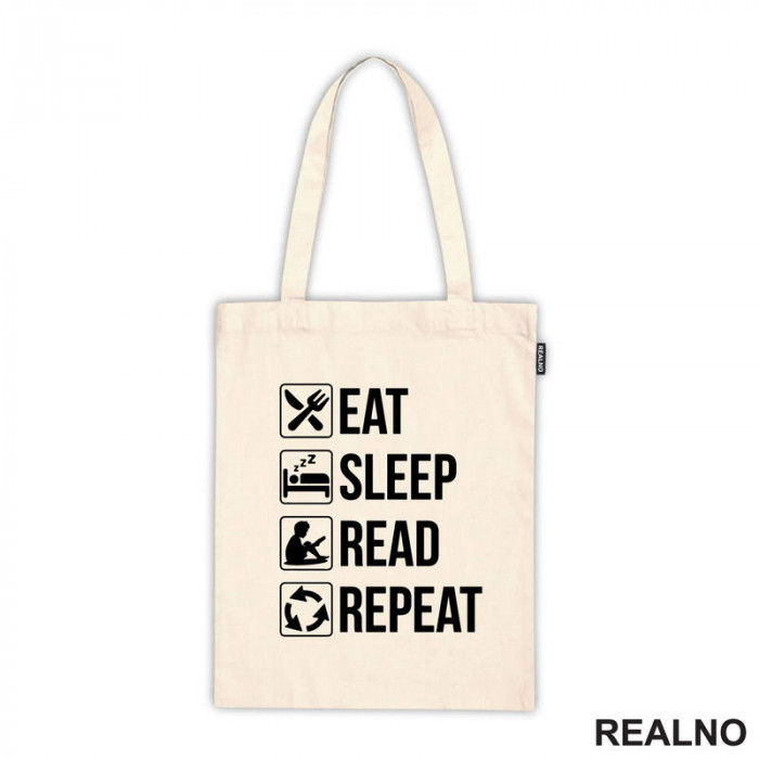 EAT, SLEEP, READ, REPEAT - SYMBOLS - BOOKS - ČITANJE - CEGER