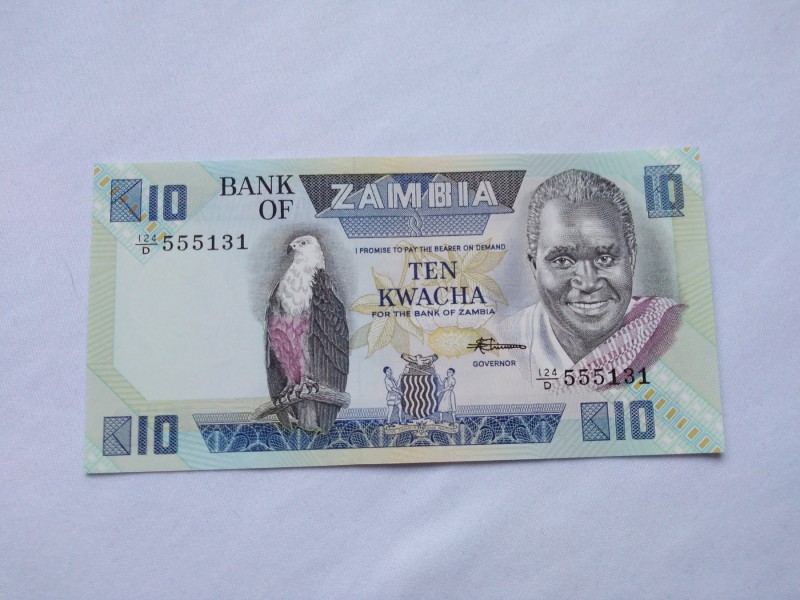 Zambija 10 kvacha,1986-88 god. UNC,lep broj