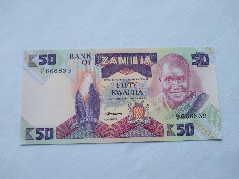 Zambija 50 kvacha,1986-88 god. UNC,lep broj