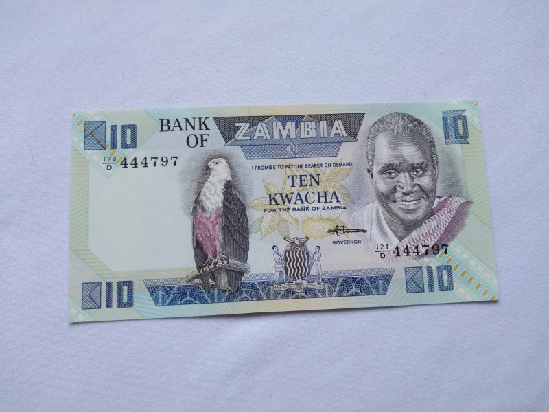 Zambija 10 kvacha,1986-88 god. UNC,lep broj