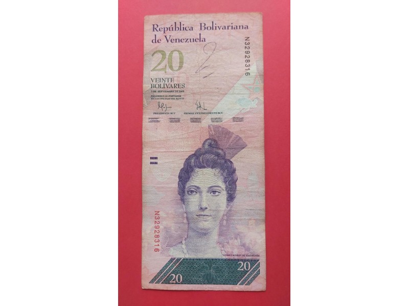 20 bolivares 2009 god Venecuela