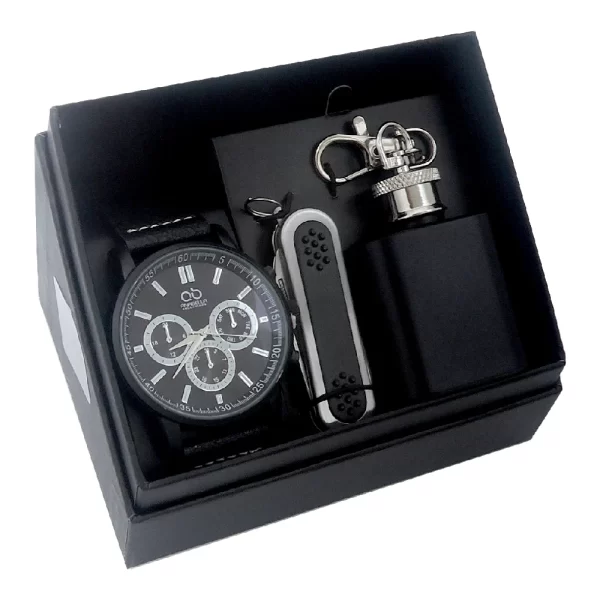 Adam, poklon set, ručni sat i privezak, crna