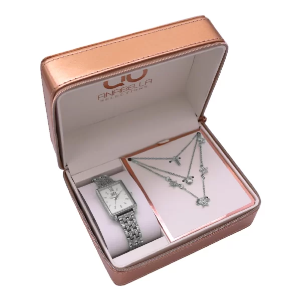 Tulip, poklon set, ručni sat i ogrlica, boja srebra