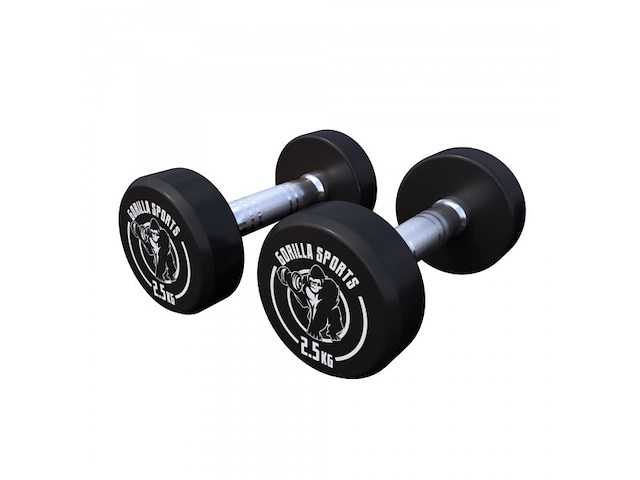 GORILLA SPORTS Okrugle gumirane bučice (2 x 2,5 kg)