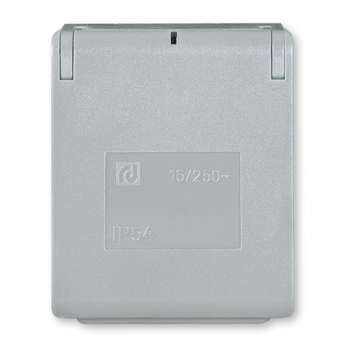 Priključnica dvopolna16A 250V~ za ugradnju na panel IP54 siva