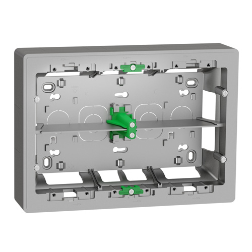 SE New Unica 2×8 modula nadgradna kutija alumin.