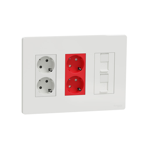 SE New Unica Set od 3 kolone (2+2 utič.+2 RJ45) beli