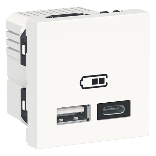 SE New Unica 2 USB 2.0 utičnica napajanja 2m A+C bela