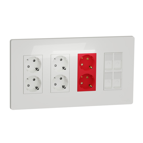 SE New Unica Set od 4 kolone (2+2 utič.+4 RJ45) beli