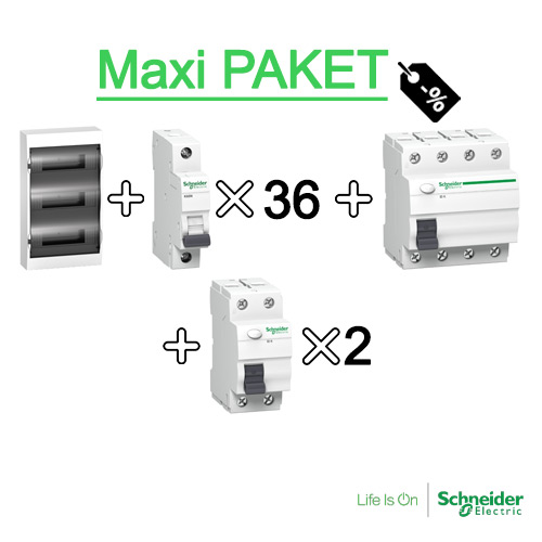 Maxi PAKET: nazidna tabla 36m + 36MCB K60N RCD 4P/300mA + 2x RCD 2P/30mA