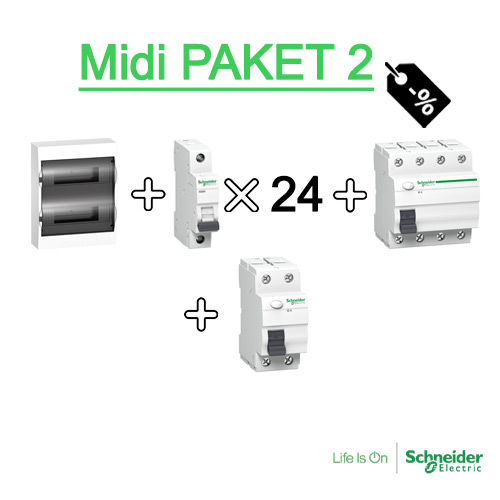 Midi PAKET_2: nazidna tabla 24m + 24MCB K60N + RCD 4P/300mA + RCD 2P/30mA