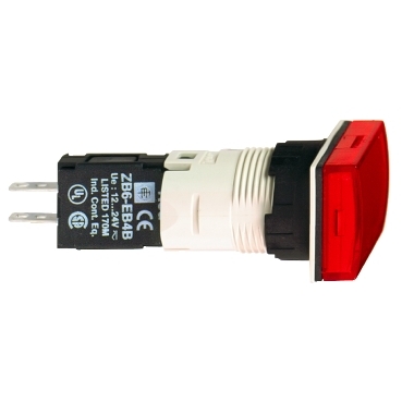 SE Pravougaona crvena kompletna signalna lampica Ø16 sa integrisanim LED 12…24V