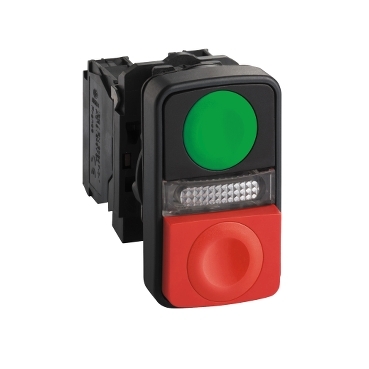 SE Zeleni udubljeni/crveni izbočeni svetleći dvostruki taster Ø22 1NO+1NC 120V